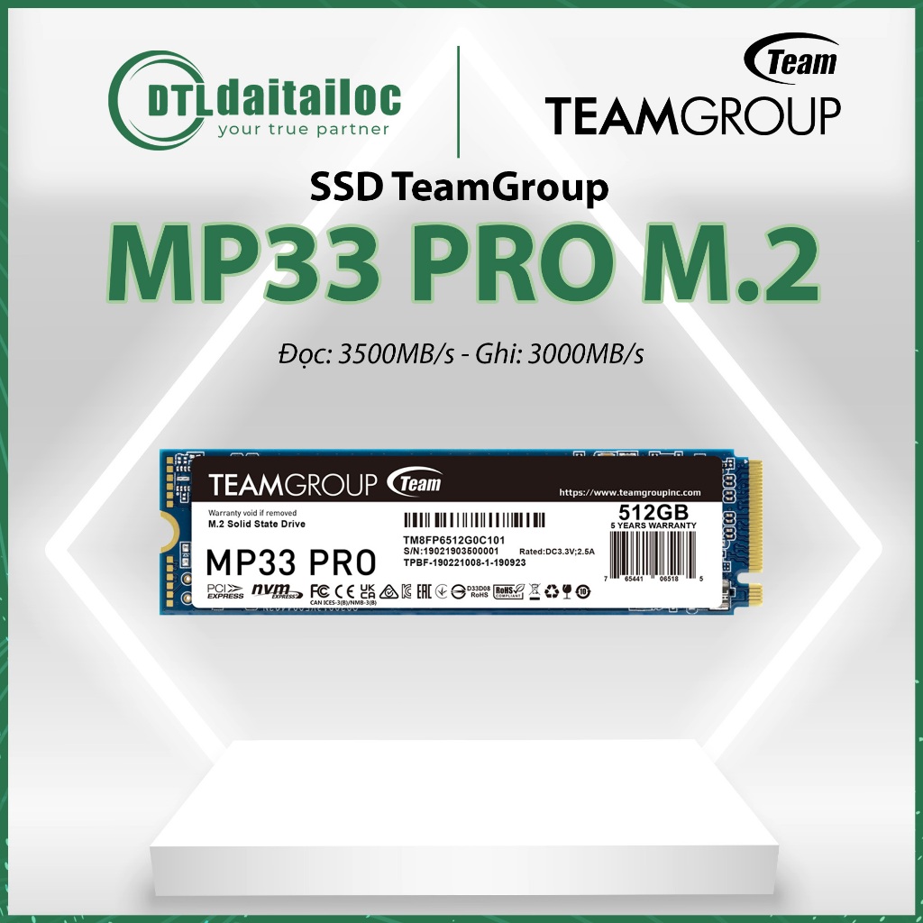 SSD TeamGroup MP33 PRO M2 PCIe 512GB 1TB 2TB Đọc: 3500MB/s - Ghi ...