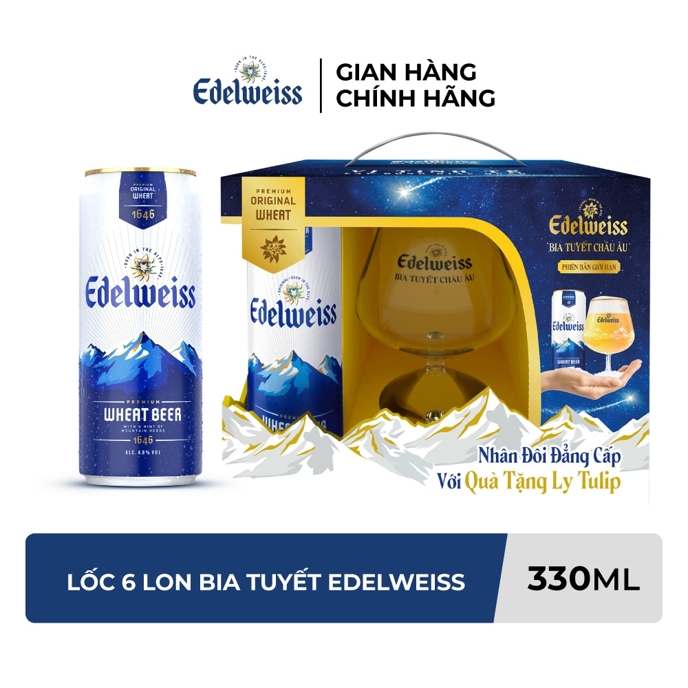 HỎA TỐC HCM - Lốc 6 lon Bia Tuyết - Edelweiss 330ml/lon - Phiên bản lễ ...
