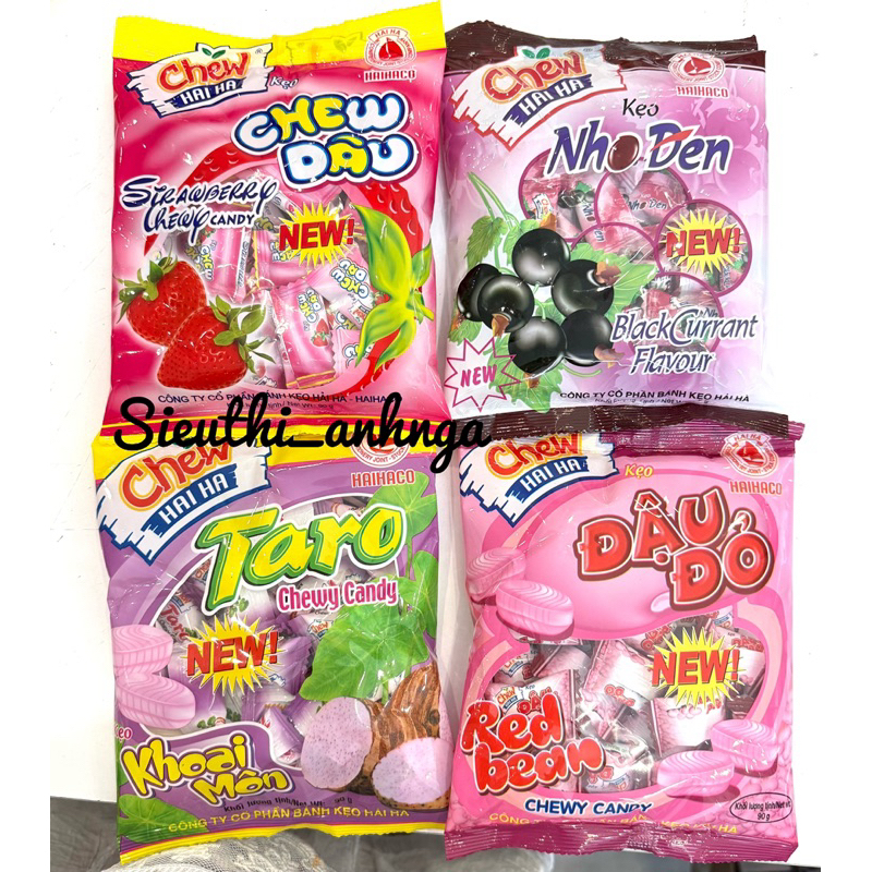 Kẹo Chew Candy Taro Hải Hà vị nho đen, dâu, đậu đỏ, khoai môn Gói 90g | Shopee Việt Nam
