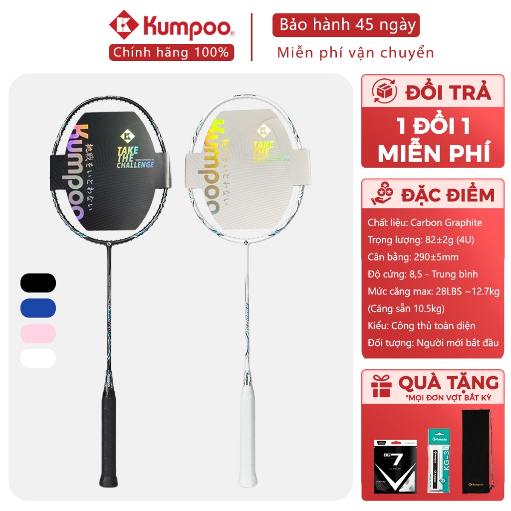 Vợt cầu lông Kumpoo K520 pro chính hãng carbon 4U G5 căng sẵn công thủ ...