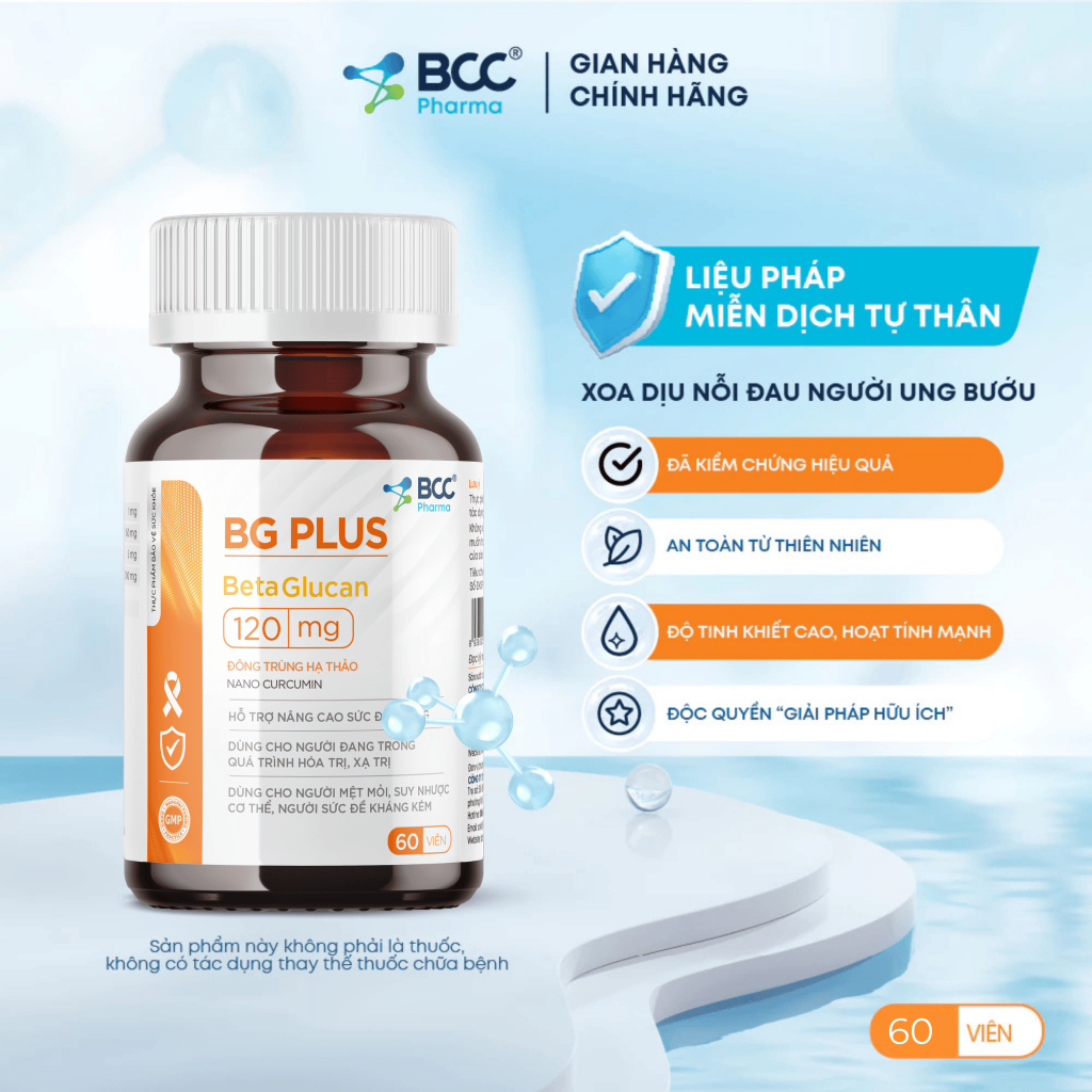 [BCC PHARMA] Viên uống BG Plus hỗ trợ nâng cao thể trạng, giúp giảm tác dụng phụ hóa xạ trị (Lọ ...