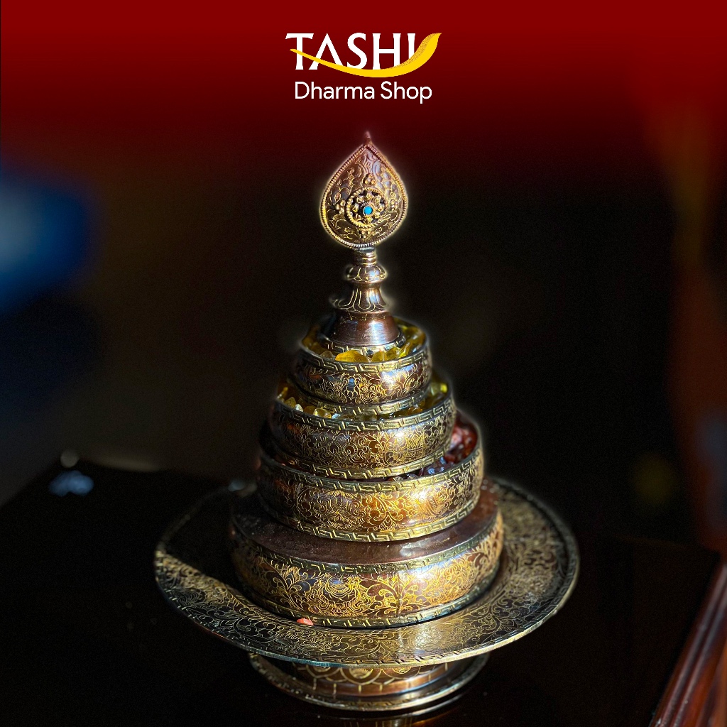 Bộ cúng dường Mandala Thủ công - Đồng Nepal - Nhiều kích thước [Tashi ...