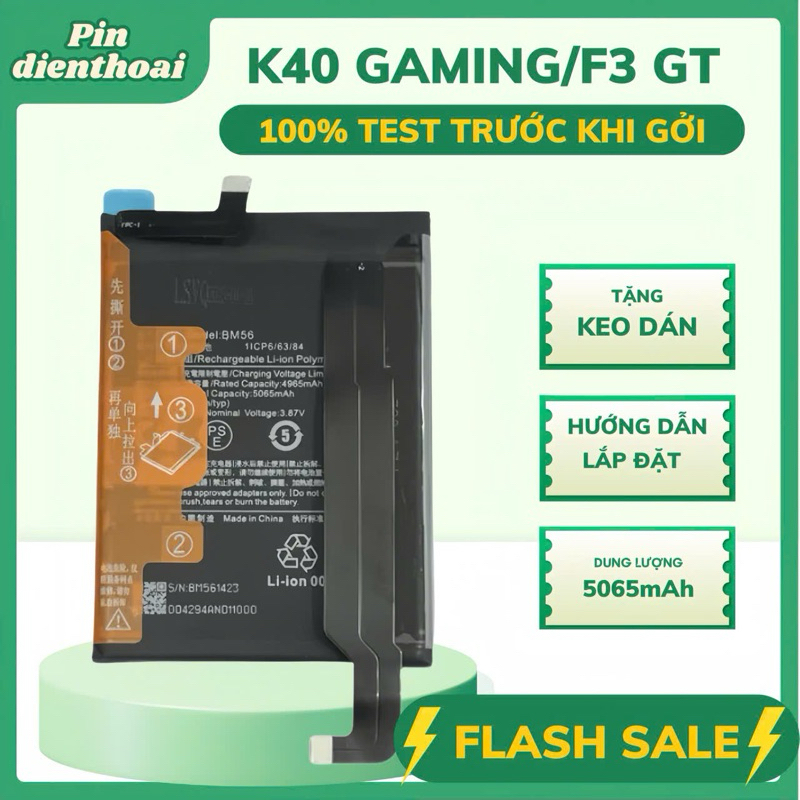 Pin tương thích với Xiaomi Redmi K40 Gaming/ Poco F3 GT - BM56 5065 mAh | Shopee Việt Nam