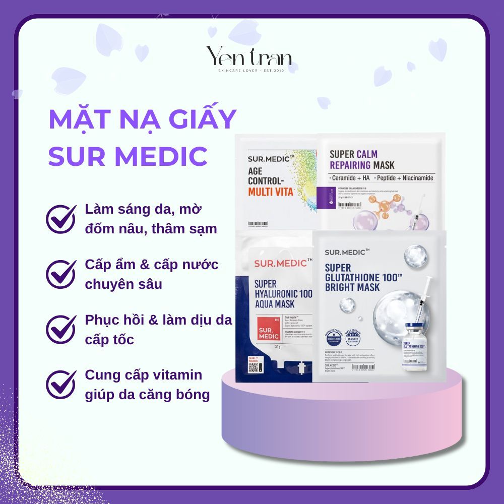 Mặt nạ cấp ẩm, phục hồi, trắng da Sur.Medic Hyaluronic/Multi Vita/Calm ...