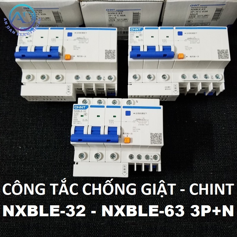 CHINT - Aptomat chống giật, Cầu dao chống rò NXBLE-32 3P+N 32A - NXBLE-63 3P+N 40A 63A, RCBO ...