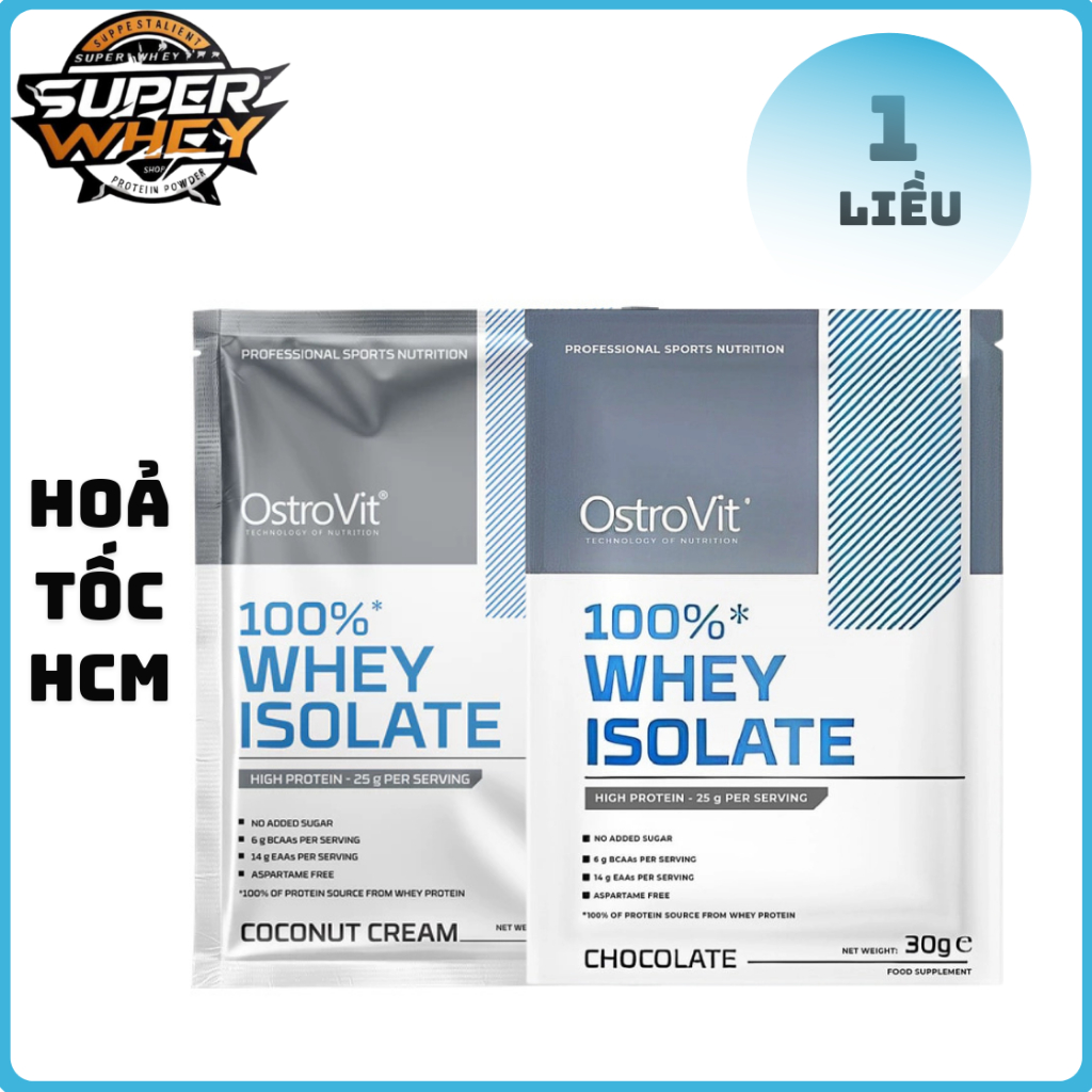 [COMBO 10-20 GÓI] Sample Whey OstroVit 100% Whey Isolate 30g, mùi vị ngẫu nhiên - Hỗ trợ tăng cơ ...