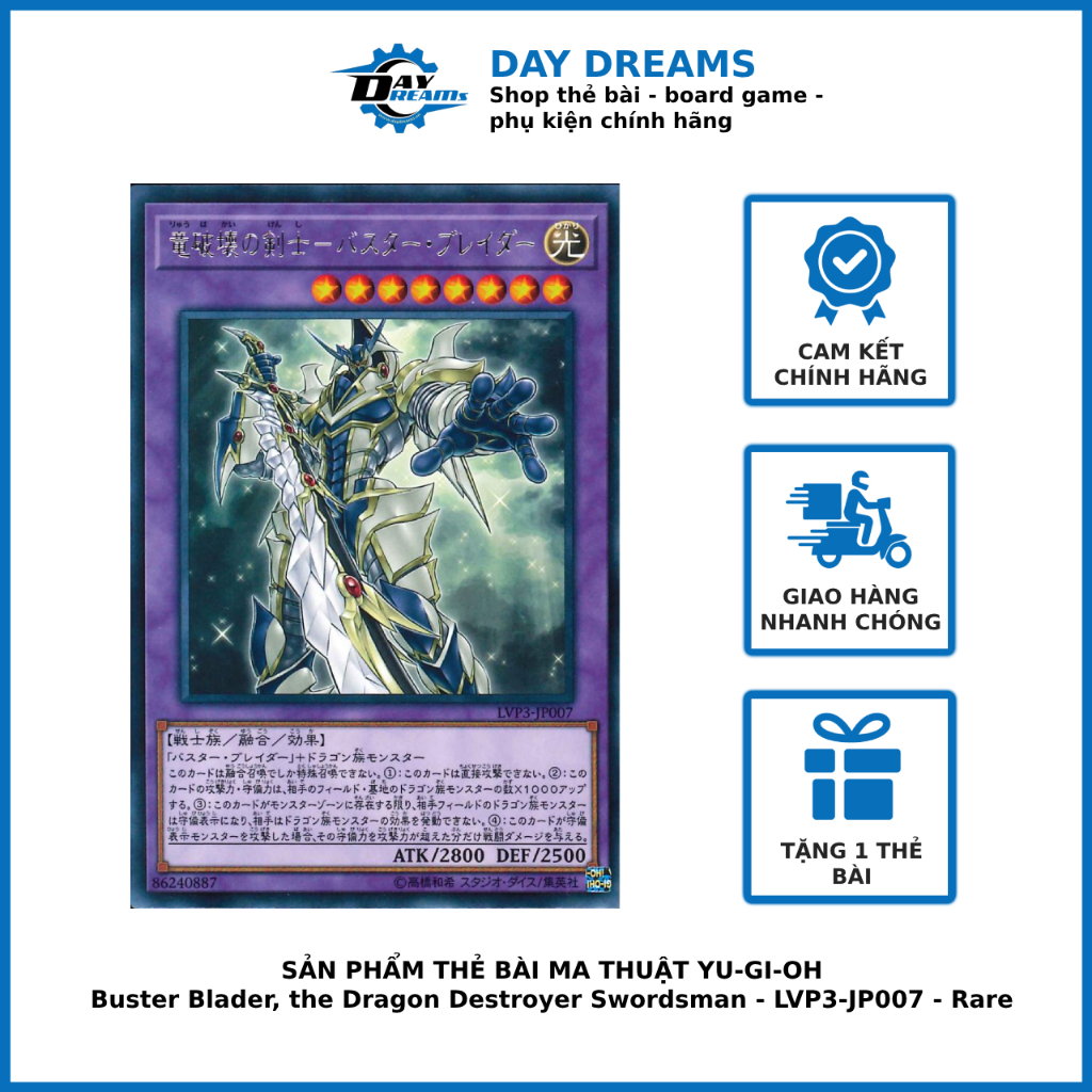 THẺ BÀI YUGIOH CHÍNH HÃNG: Buster Blader, the Dragon Destroyer Swordsman - LVP3-JP007 - Rare ...