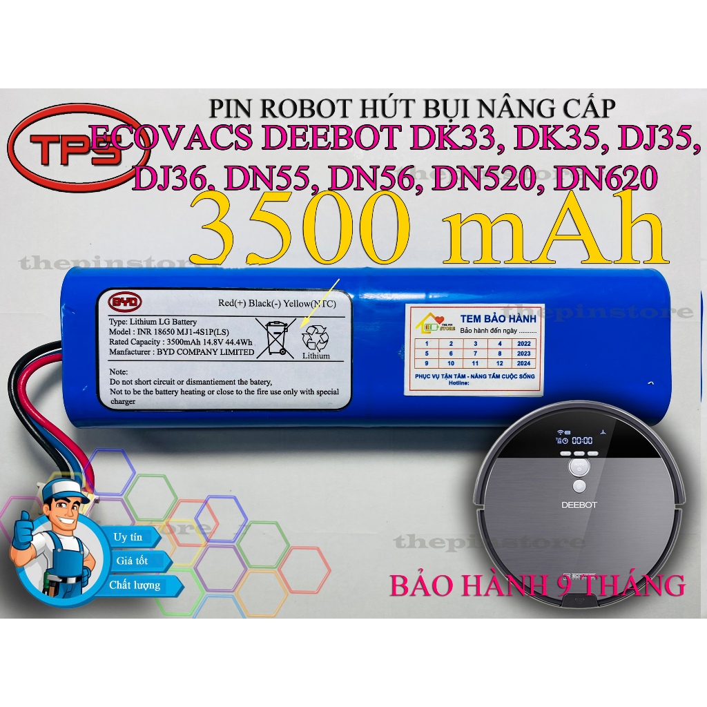 PIN ROBOT HÚT BỤI NÂNG CẤP DK33, DK35, DJ35, DJ36, DN55, DN56, DN520 ...
