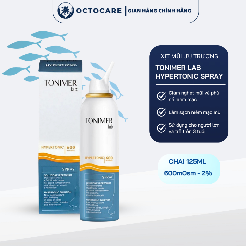 TONIMER LAB HYPERTONIC SPRAY Xịt mũi nước biển sâu ưu trương giúp giảm ...
