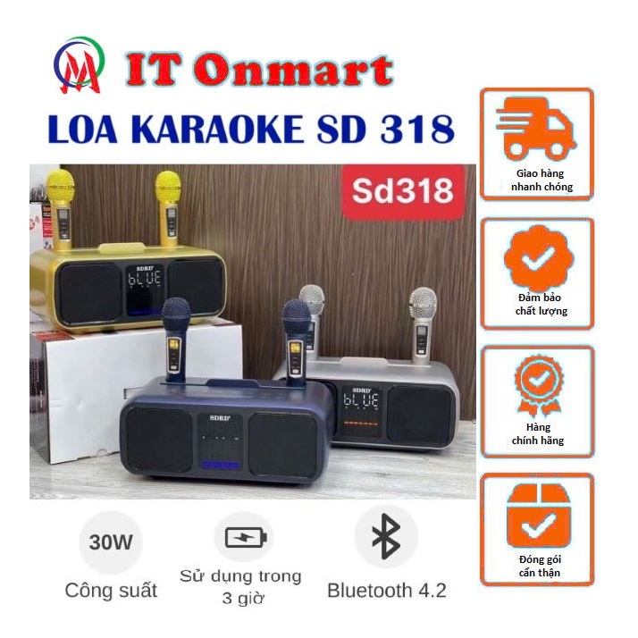 Loa Karaoke Bluetooth SD 318, Công Suất Lớn, Bass Treble Cực Mạnh, LCD Led, Chỉnh Bass Treble ...