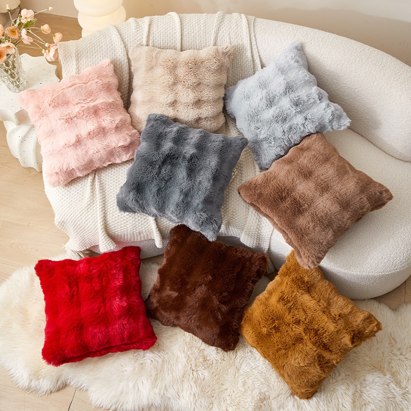 Vỏ gối sofa tựa lưng lông chồn 45cmx45cm mềm mịn, vỏ gối vuông tựa, gối ...