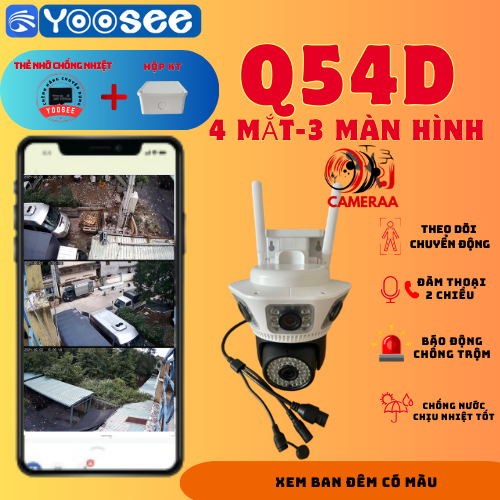 CAMERA YOOSEE Q54 - 4 MẮT 3 MÀN HÌNH RIÊNG BIỆT 12MPX NGOÀI TRỜI CHỐNG NƯỚC XOAY 360 ĐỘ | Shopee ...