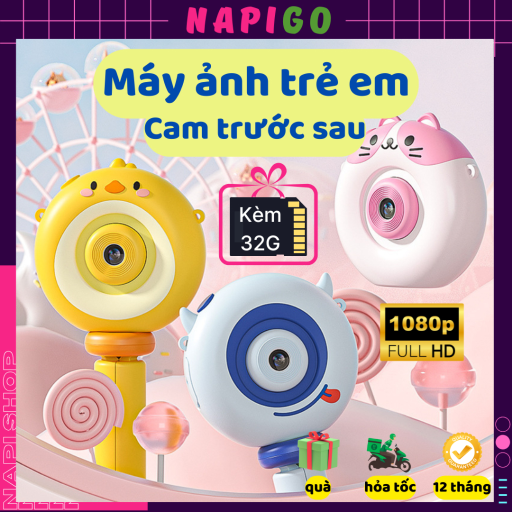 Máy ảnh kỹ thuật số dành cho trẻ em Napigo: quay phim, chụp ảnh, chơi game, nghe nhạc, thêm ...