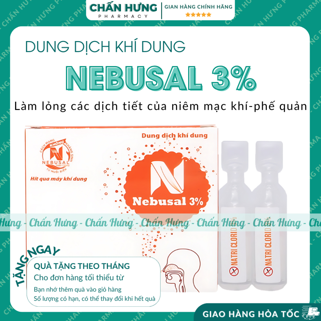 [Hoả tốc] Dung dịch khí dung Nebusal 3% giúp vệ sinh đường hô hấp, họng ...