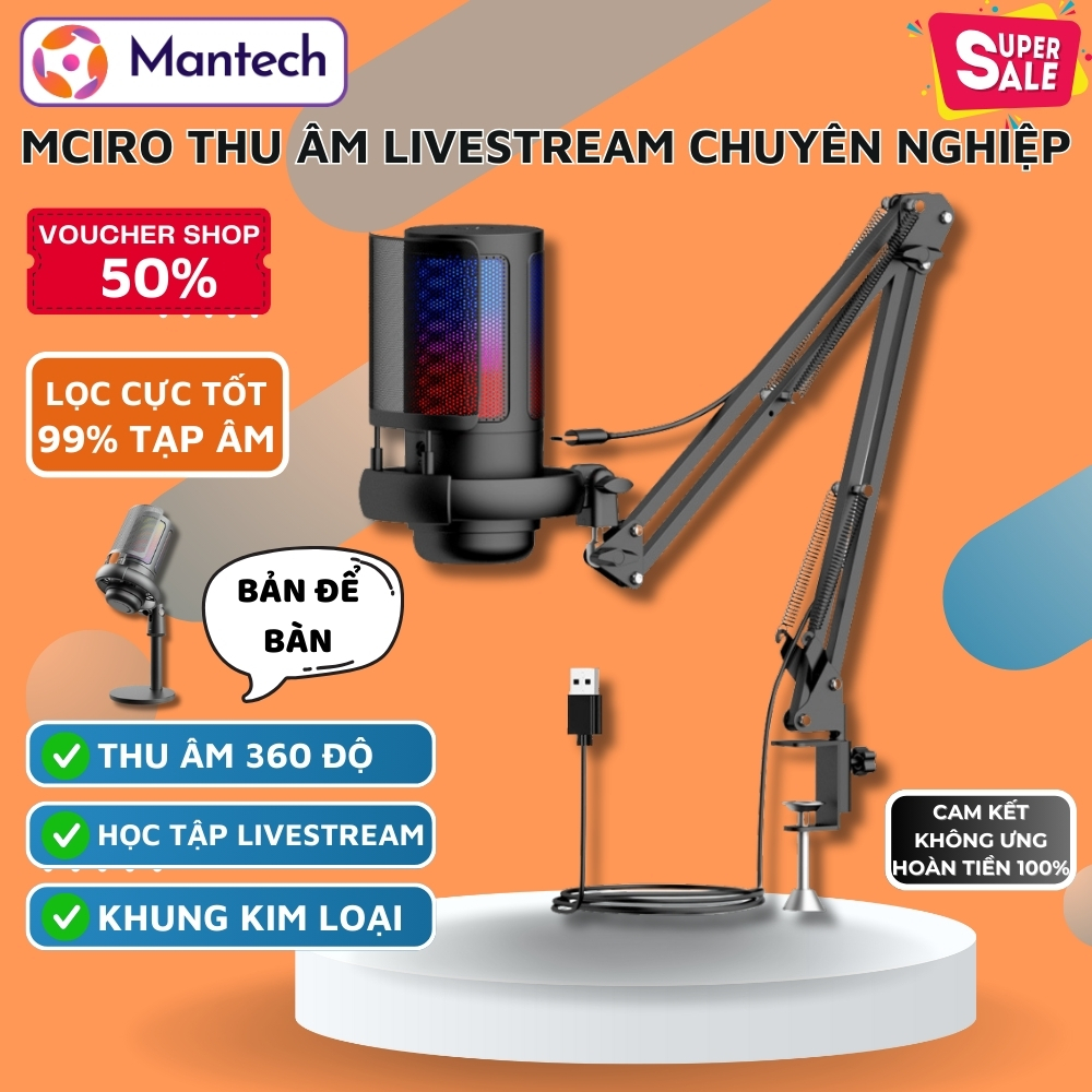 Micro Thu Âm Chuyên Nghiệp Livestream Shoufei ME6S LED RGB, Lọc Tạp Âm ...