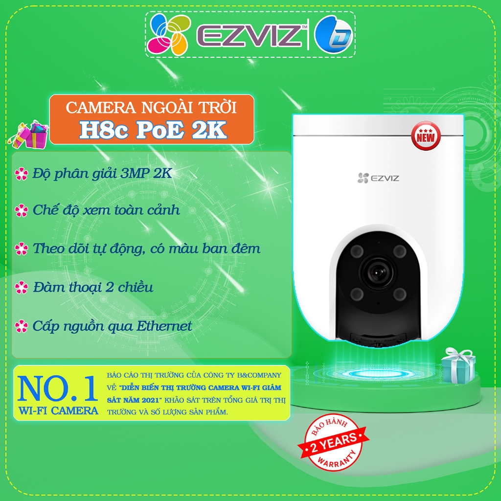 Camera wifi có POE, Ezviz H8C PRO 3MP 2K, chính hãng, báo động, màu đêm | Shopee Việt Nam