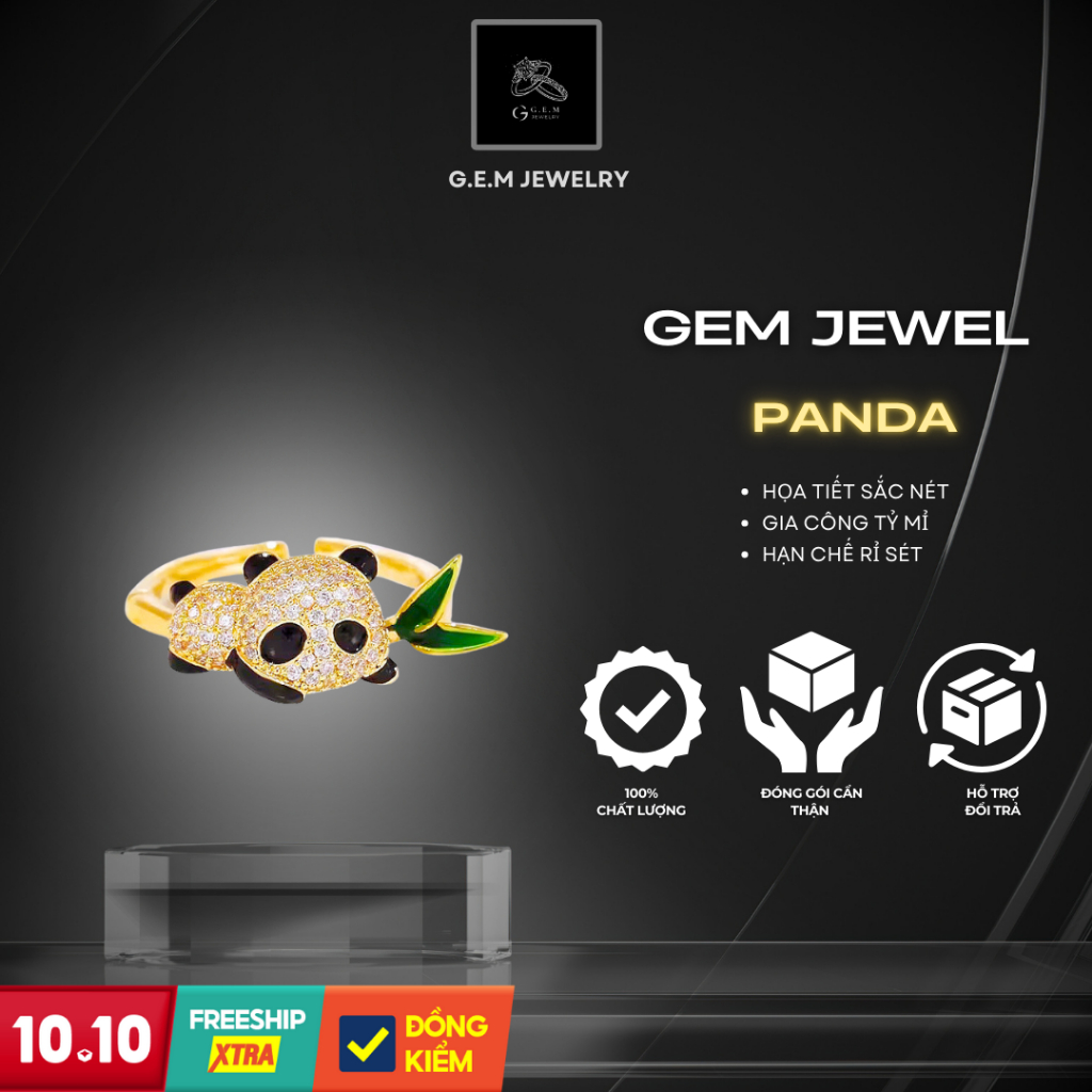 Nhẫn nam, nữ GEM Jewels Panda NTT011 | Shopee Việt Nam