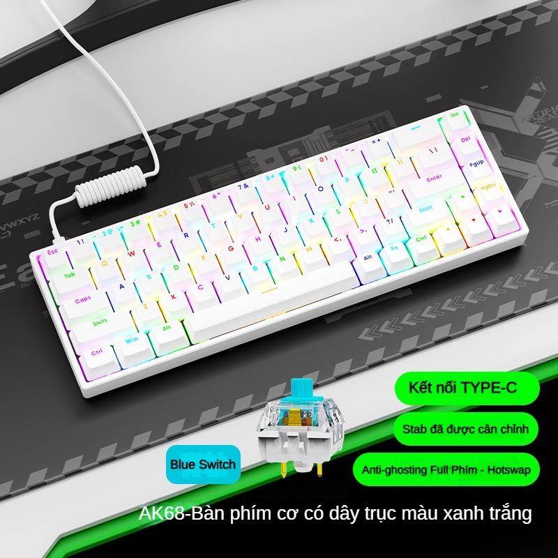 Bàn Phím Cơ Gaming Có Dây - PKSMART-AK68 - Trục Xanh Blue Switch - LED ...