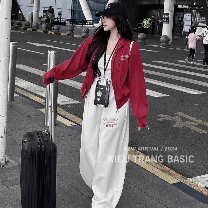 set thu đông sang chảnh,set 3 món áo 3 lỗ mặc trong phối áo khoác ngoài có mũ mix quần dài rút ...