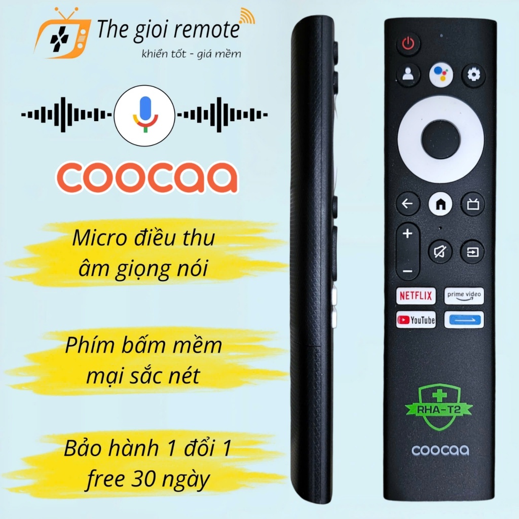Remote điều khiển tivi CooCaa giọng nói, Dùng tất cả Tivi CooCaa có ...