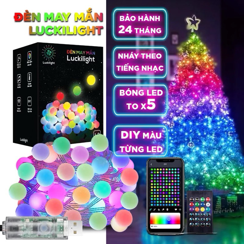 Đèn Lucki Light 5M- 10M trang trí, nhà, hàng quán, lễ tết, noel, dây ...