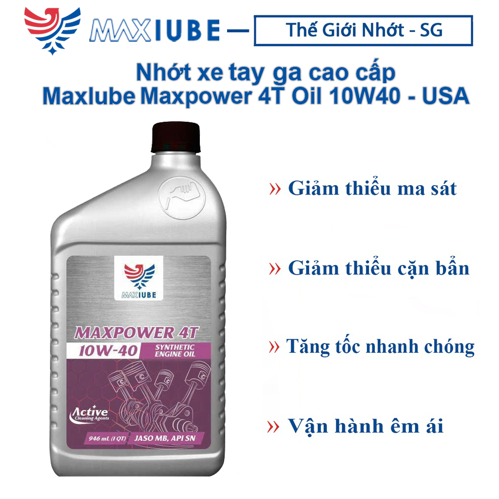 Nhớt xe tay ga Maxlube Maxpower 4T Jaso MB 10w-40 946ml | Shopee Việt Nam