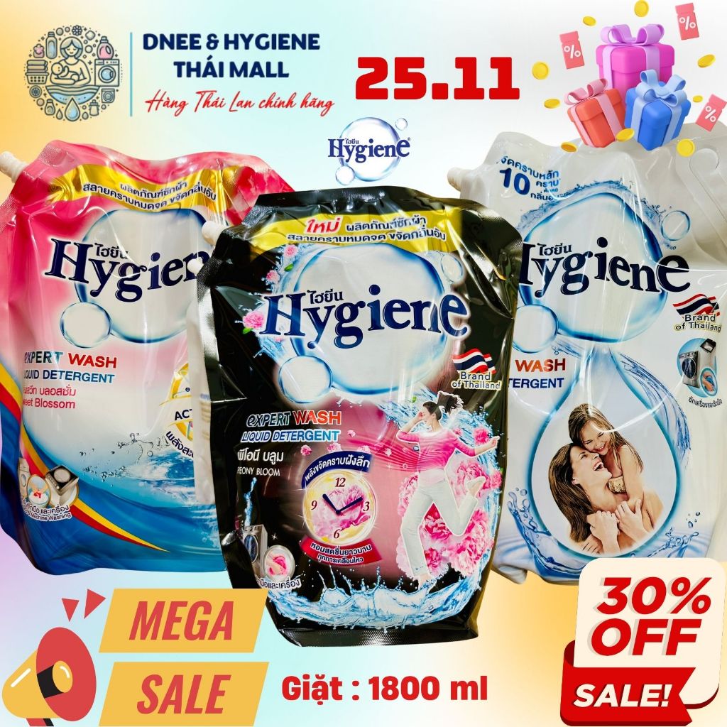 Nước giặt Hygiene 2in1 Thái Lan 1800ml siêu tiết kiệm hương hoa tự nhiên chính hãng | Shopee ...