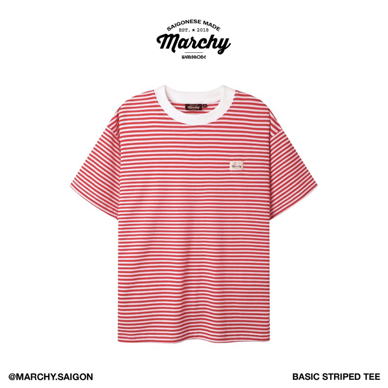 MARCHY - Honey Comb Striped Tee - Áo thun tổ ong sọc tay ngắn | Shopee ...