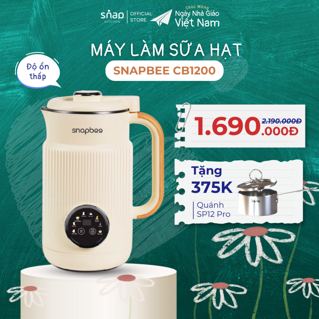 Máy Làm Sữa Hạt SNAPBEE CB1200 Đa Chức Năng, Dung Tích 1200ml, Độ Ồn ...