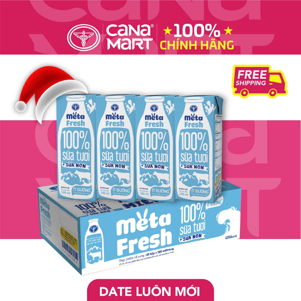 Thùng sữa tươi Nutricare Meta Fresh Ít Đường sữa non tăng cường miễn ...
