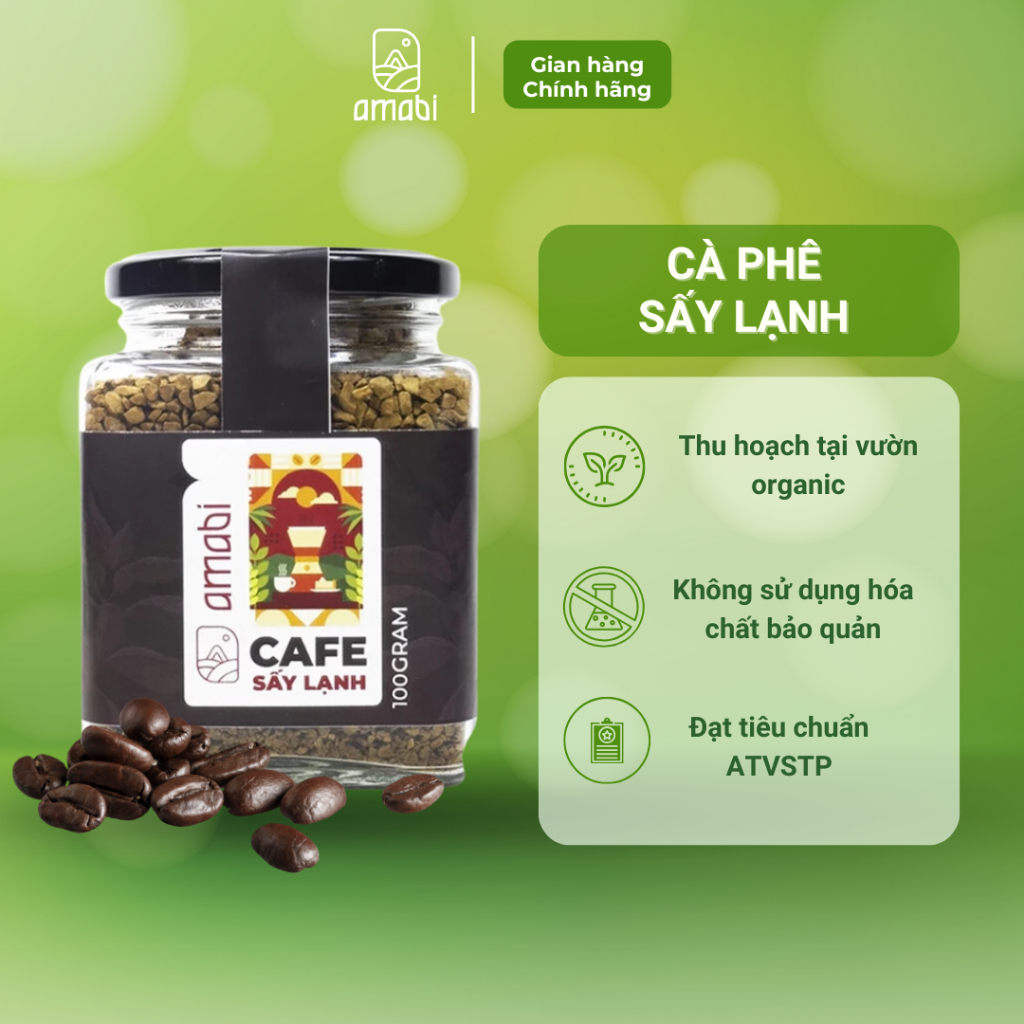 Cà phê Robusta Amabi sấy lạnh hũ 50g/100g, Cà phê hòa tan Đắk Lắk ...