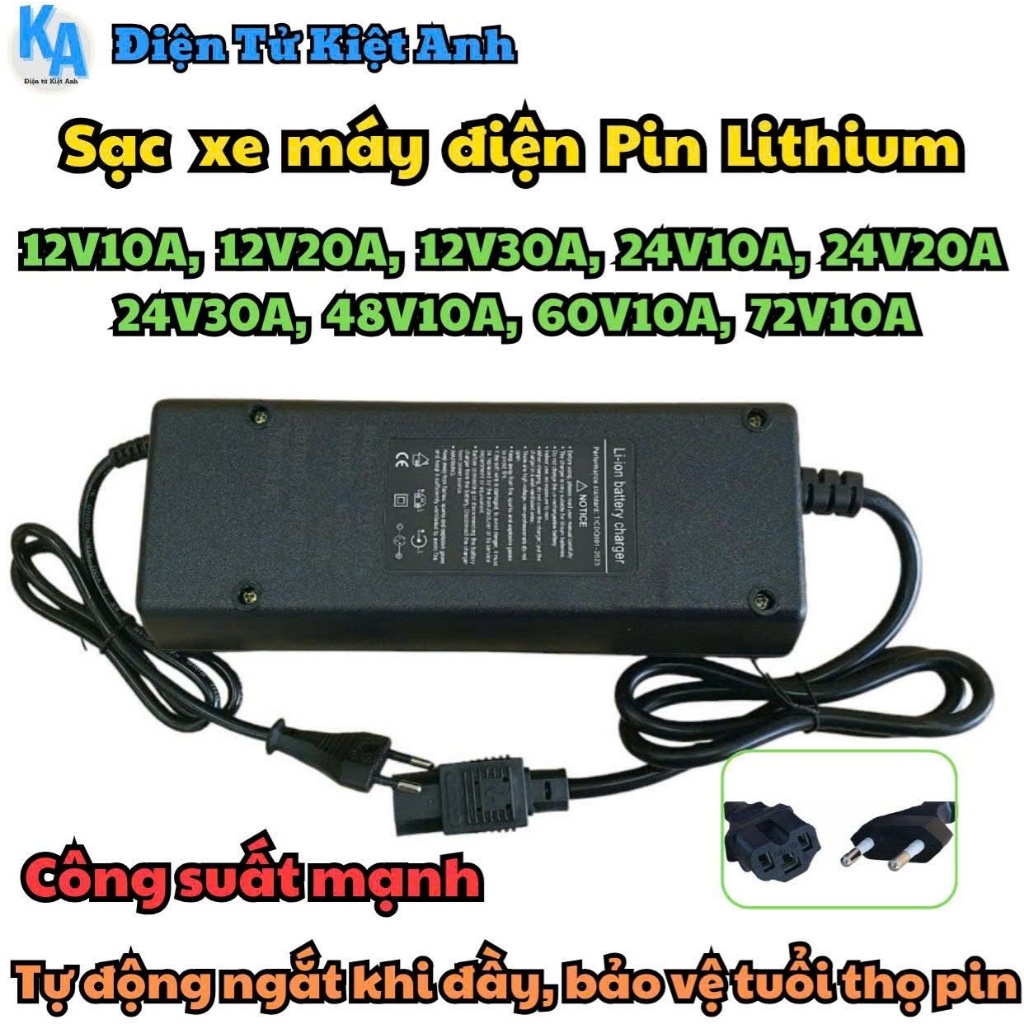 Sạc xe máy điện Pin Lithium 12V10A, 12V20A, 12V30A, 24V10A, 24V20A, 24V,30A, 48V10A, 60V10A ...