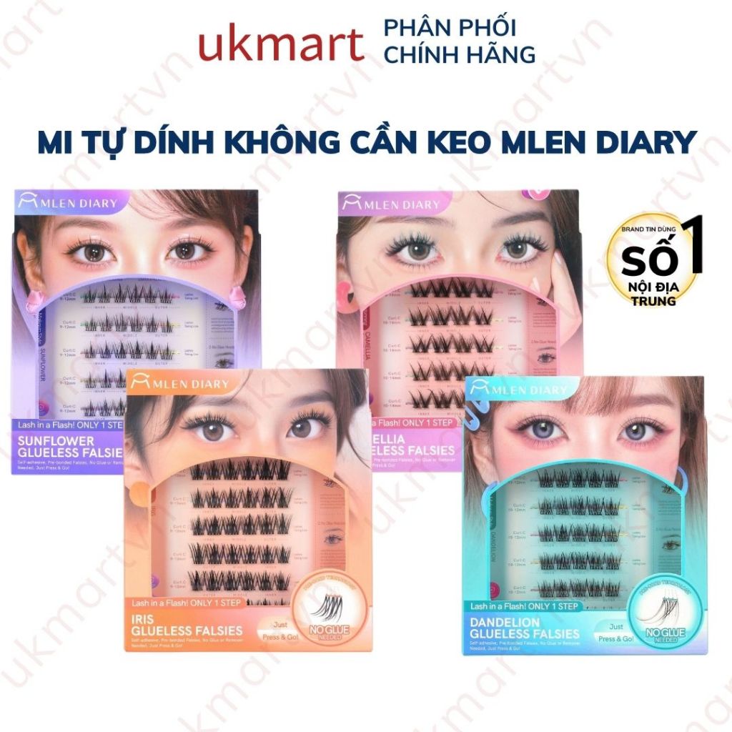 MLEN DIARY Mi Giả Không Cần Keo BST CÁC LOÀI HOA Mi Cụm Mềm Mại Tự ...