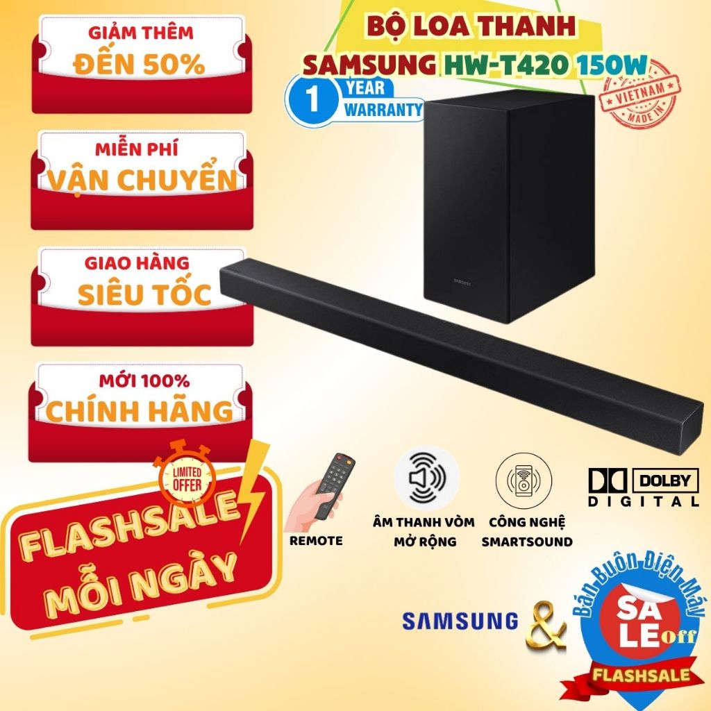 HW-T420 Loa thanh soundbars Bluetooth Samsung 2.1 HW-T420 150W (kèm dây ...