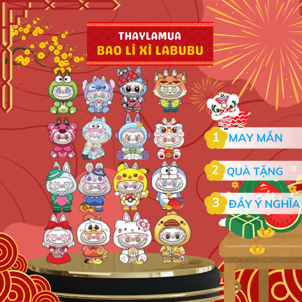 Set 50 Bao lì xì Labubu Hottrend 2025, làm quà tặng cho người thân, bạn bè | Shopee Việt Nam
