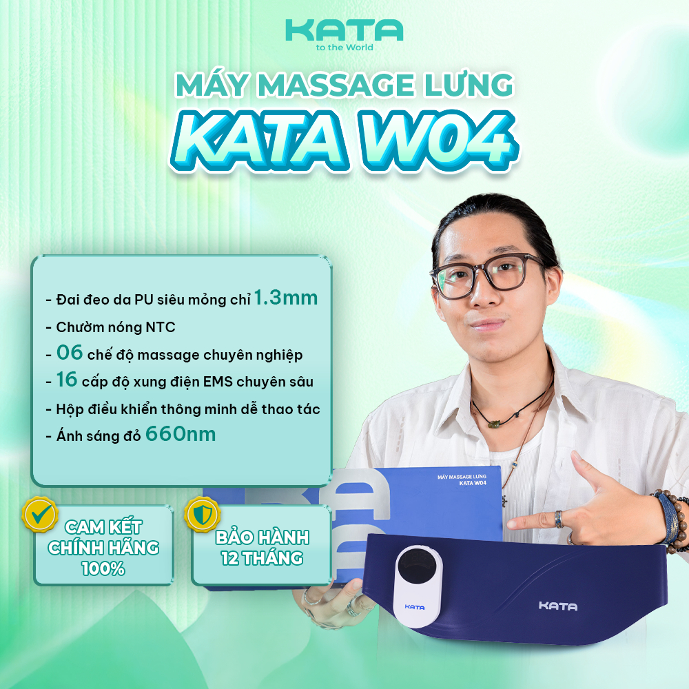 Đai Massage Lưng Kata W04 Siêu Mỏng Nhẹ Massage Toàn Diện Nhiều Chế Độ Chuyển Đổi Kết Hợp Chườm ...