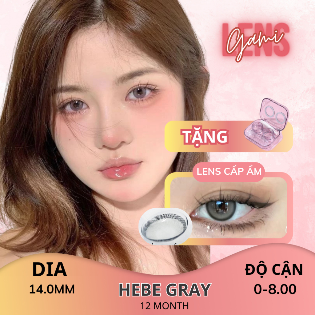 Lens cấp ẩm 12 tháng HEBE GRAY 14.0 giãn nhẹ Hàn Quốc Gamilens ( Giảm ...