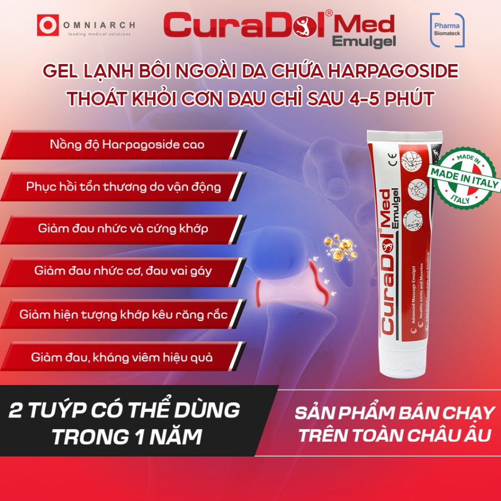 Gel xoa bóp hỗ trợ giảm đau nhức cơ xương khớp, cổ vai gáy Curadol Med ...