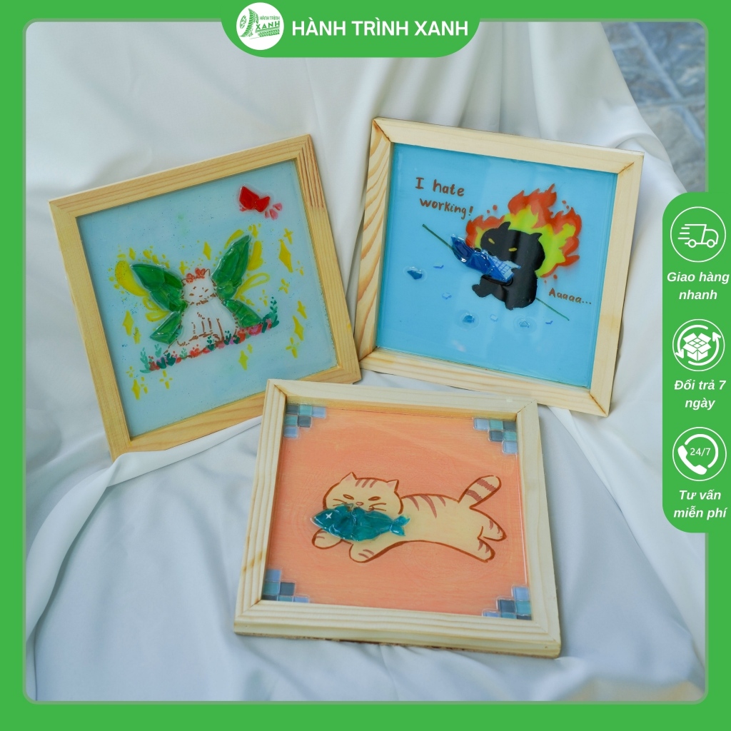 Tranh chủ đề Vũ Trụ Của Mèo HTX handmade làm quà tặng kích thước ...