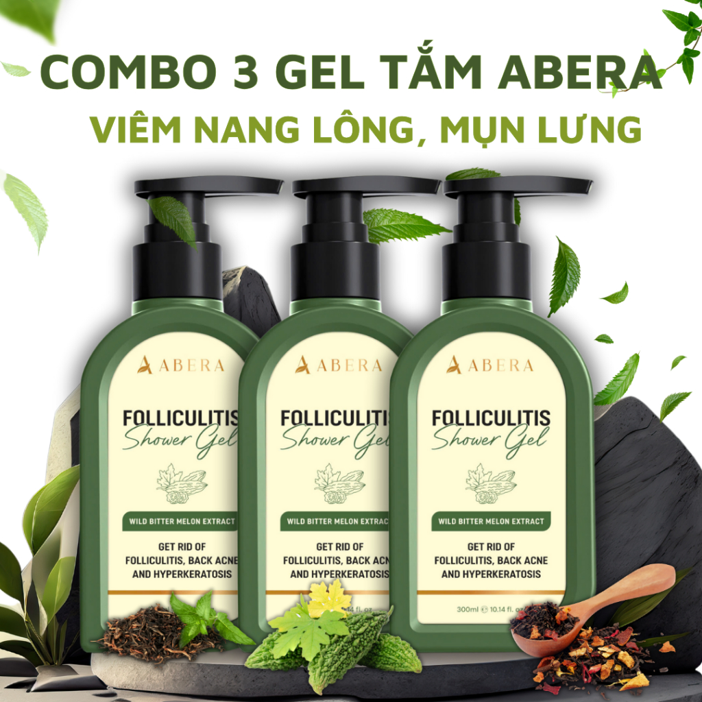 [COMBO 3] Gel Tắm Abera Giảm Viêm Nang Lông - Sữa Tắm Abera Giảm Mụn Lưng, Sáng Da Abera 300ml ...