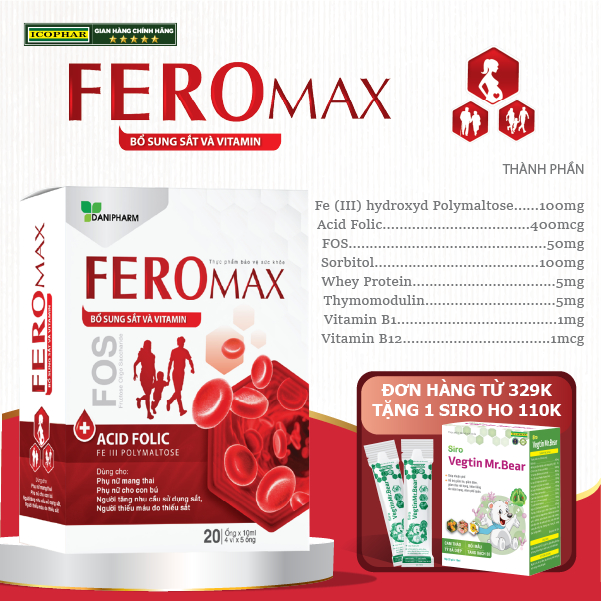 [ỐNG] FEROMAX - Bổ sung SẮT , VITAMIN - Cải thiện tình trang thiếu Máu ...