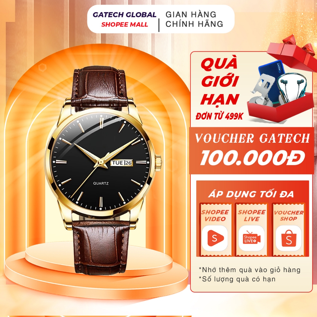 Đồng Hồ Nam GAGAY 6898 Dạ Quang Nhiều Màu Tuỳ Chọn Dây Da Chống Nước ...