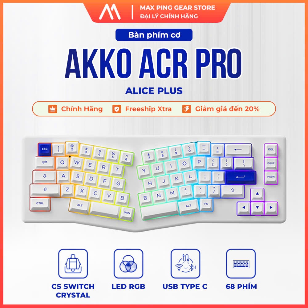 Bàn phím AKKO ACR Pro Alice Plus (Spray Painted White/RGB /Hotswap/AKKO ...