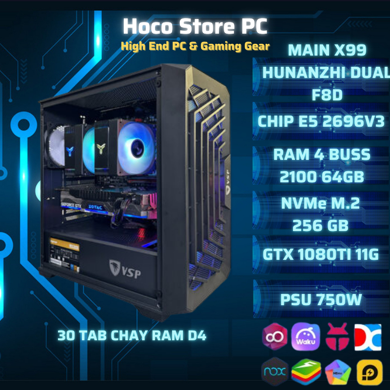 PC VSP Xeon E5-2696V3 | RAM ECC 32GB | GTX 1080Ti | SSD 256GB | Main ...