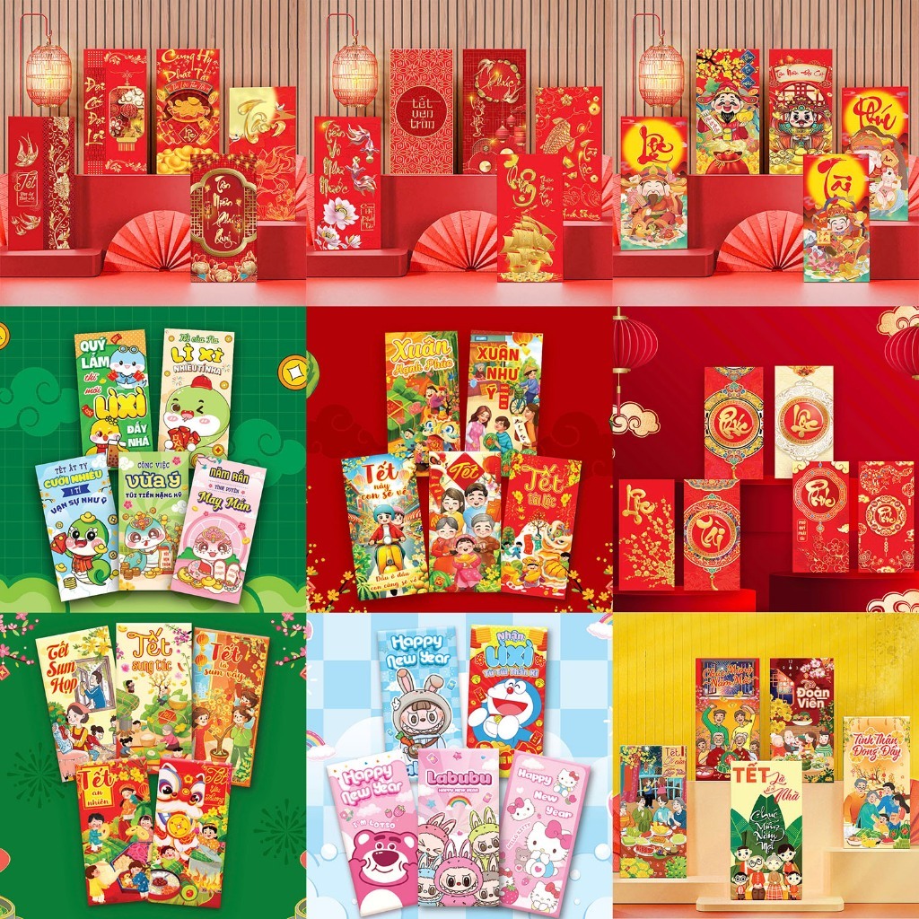 Combo 100 Bao Lì Xì Xuân Ất Tỵ 2025 Nhiều Mẫu Cực Đẹp | Shopee Việt Nam