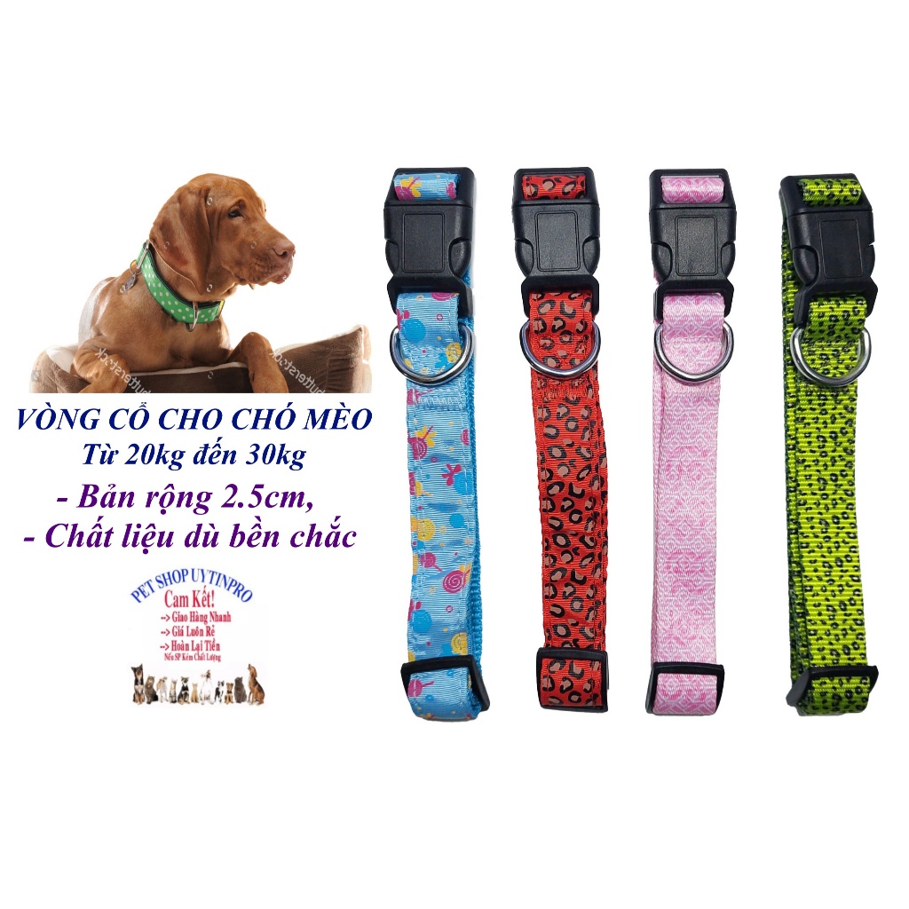 Vòng cổ cho Chó Mèo Từ 20kg đến 30kg Bản rộng 2.5cm In hình bất kỳ Chất ...