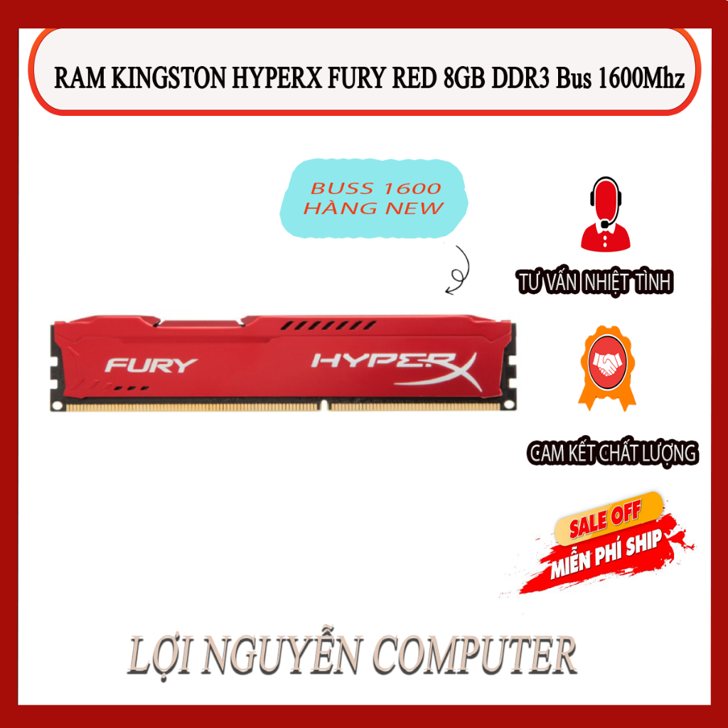 RAM Kingston HyperX Fury Red 8GB (1x8GB) DDR3 Bus 1600Mhz Hàng New Full Box | Shopee Việt Nam
