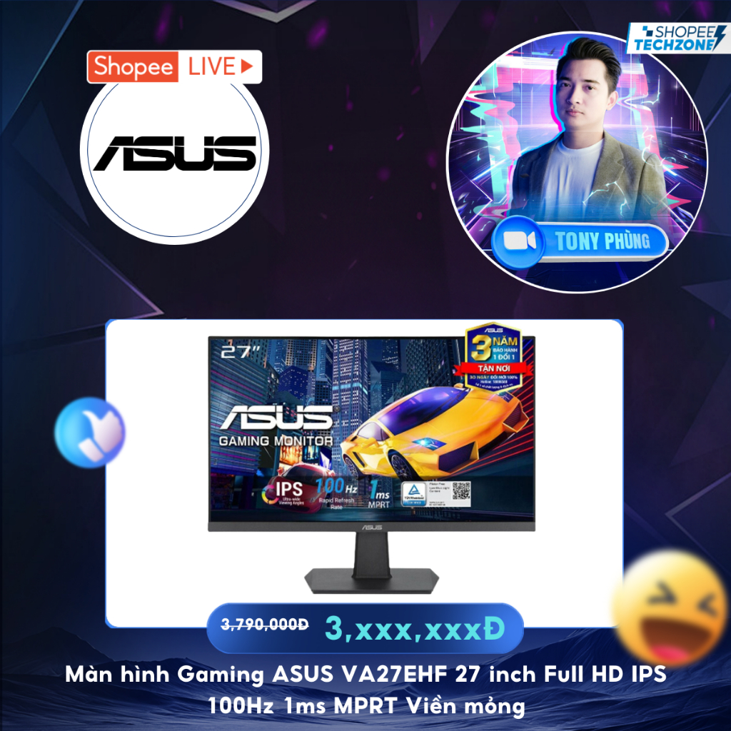 Màn hình ASUS VA27EHF 27 inch Full HD IPS 100Hz 1ms MPRT Viền mỏng ...