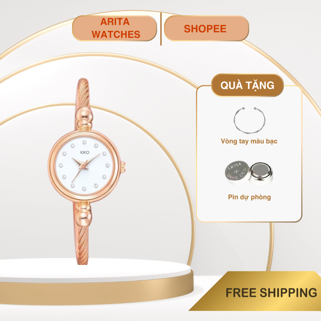 Đồng Hồ Kết Hợp Vòng Đeo Tay Nữ Mặt Nhỏ KIKO La Mã Arita Watches Kim ...