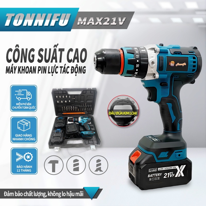 Máy khoan pin cầm tay 13ly,Khoan Tường Khoan Sắt Khoan Gỗ Bắtkhông chổi than, pin 10 cell. BẢO ...